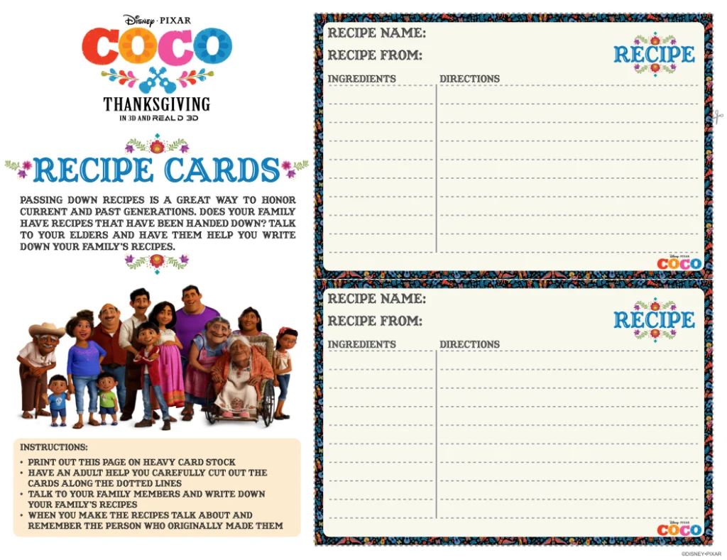 FREE Pixar's Coco Printable Coloring Pages, Activity Sheets, & Recipes!