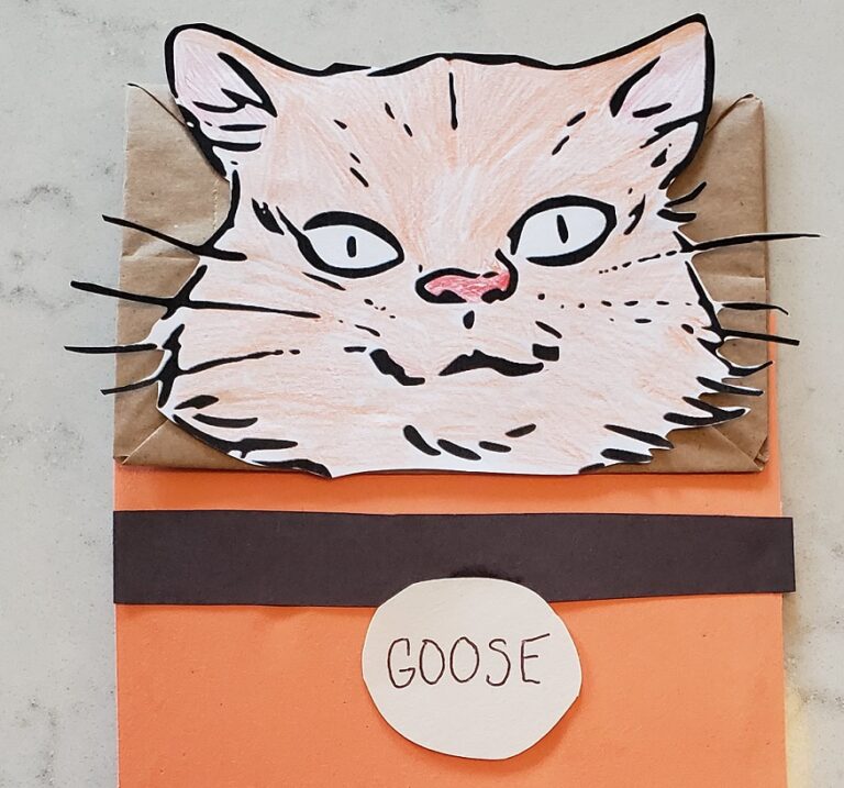 Goose the Cat DIY Paper Bag Puppet (With Flerken Tentacles)