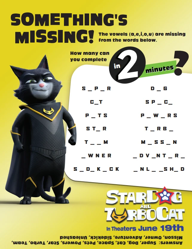 Stardog And Turbocat Review & Printable Activity Sheets