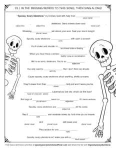 Spooky, Scary Skeleton Printable Halloween Activity Sheets